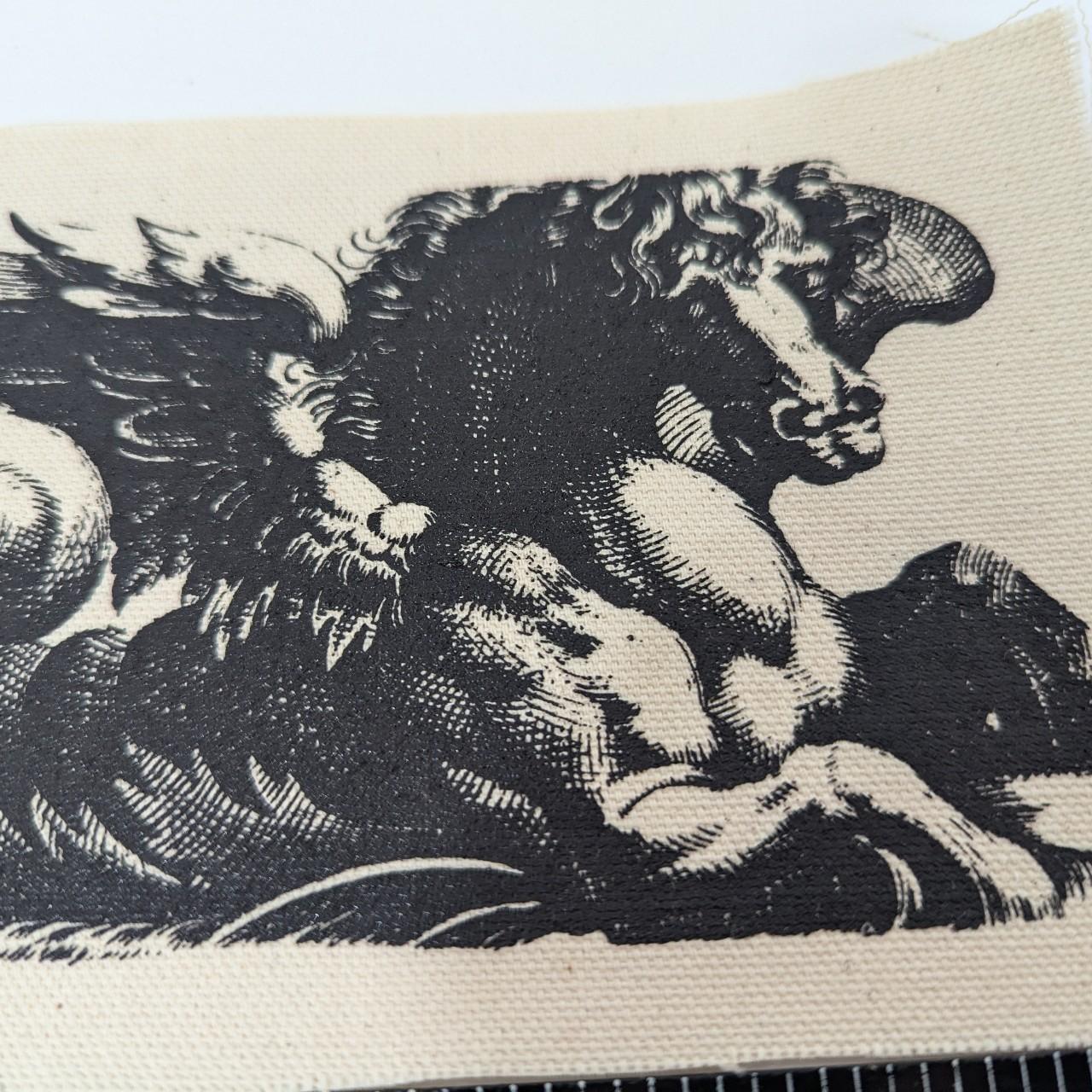 Mythical beast kelpie horse demon canvas sew-on... | Depop