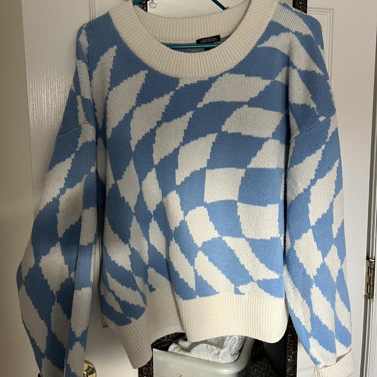 Target Women's Cream and Blue Jumper | Depop