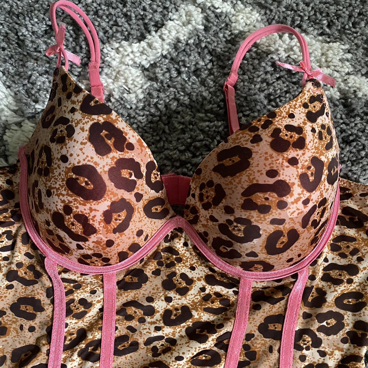 y2k bimbo pink and leopard print cunty tank with the... - Depop