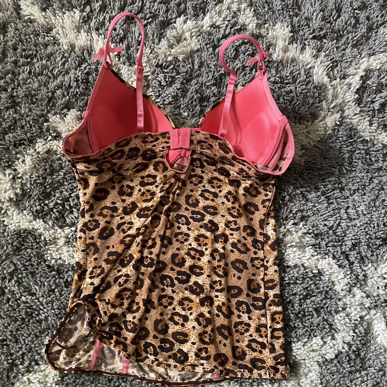 y2k bimbo pink and leopard print cunty tank with the... - Depop