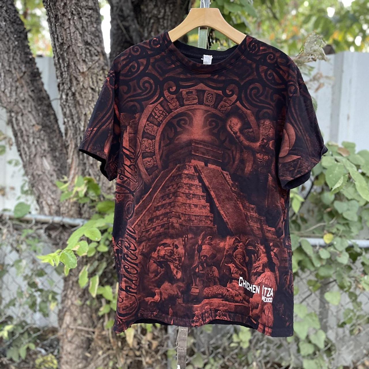 Vintage Chichen Itza,Mexico AOP Aztec/Mayas Shirt... - Depop