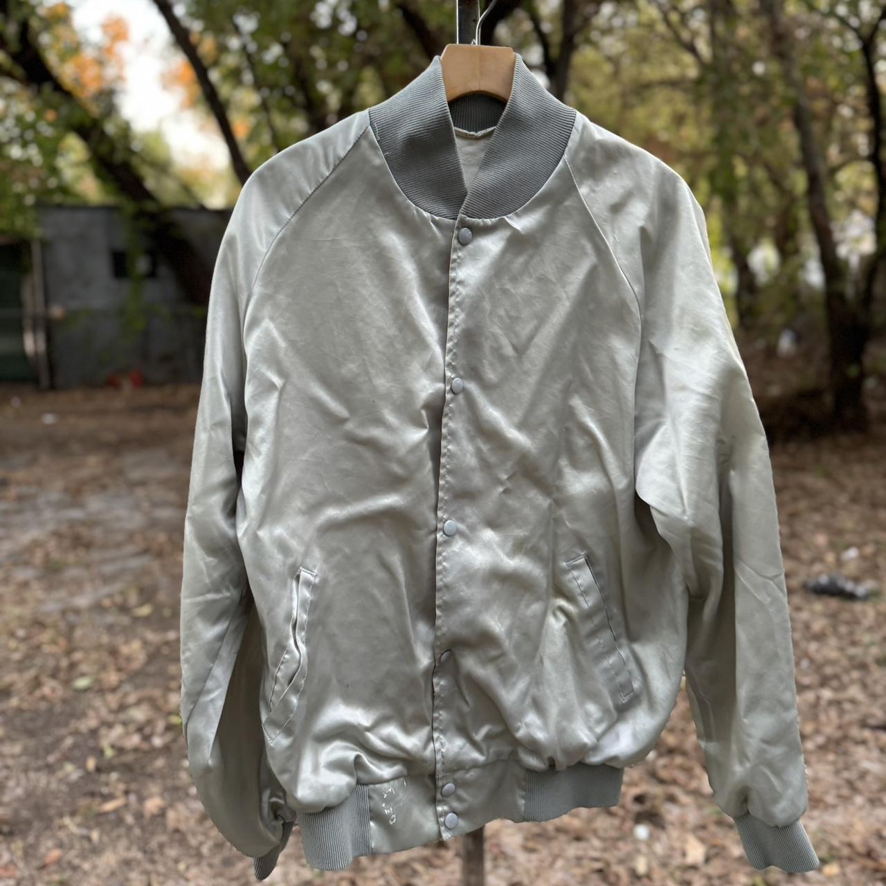 Vintage 80s Gray Satin Jacket Bell Super Cobra Size... - Depop