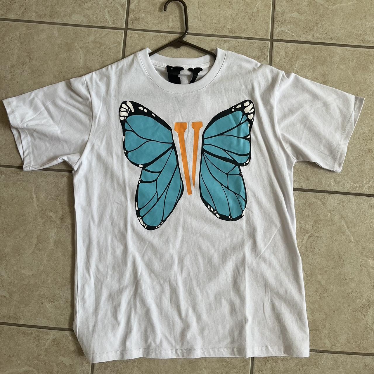 Vlone Blue Butterfly T-Shirt worn once - Depop