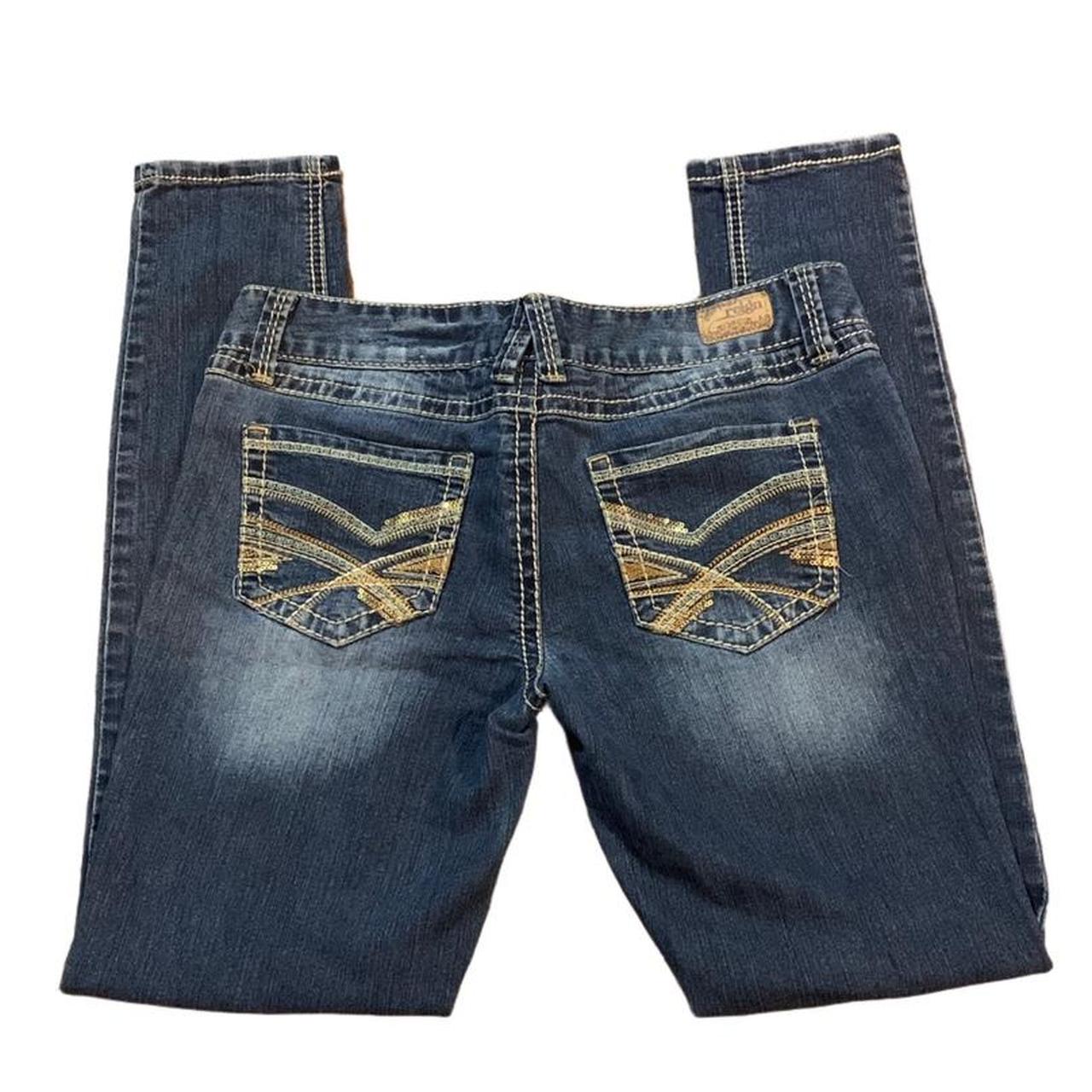 reign embroidered women’s skinny jeans size: 9 dm... - Depop