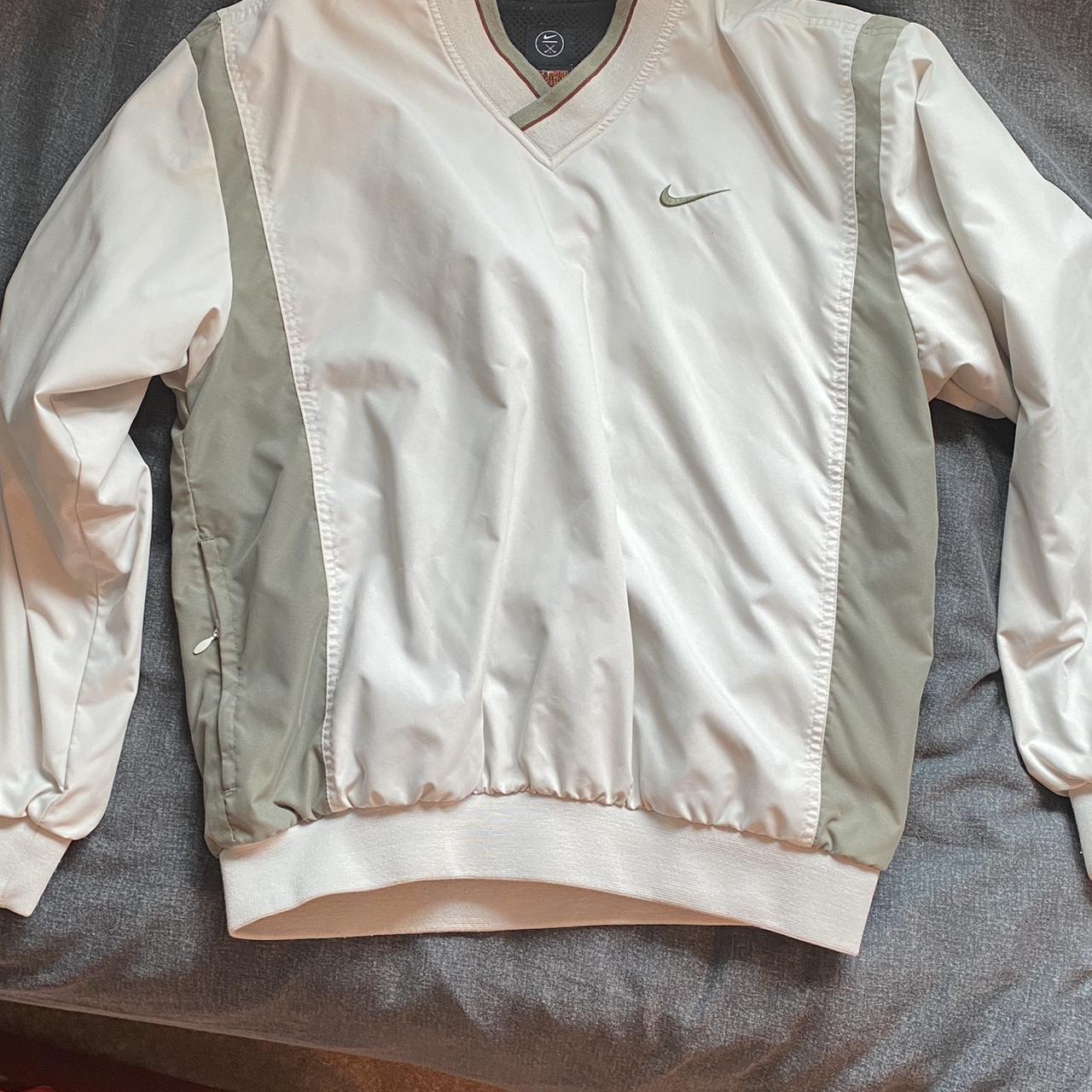 vintage Nike pullover jacket - medium cream and gray... - Depop