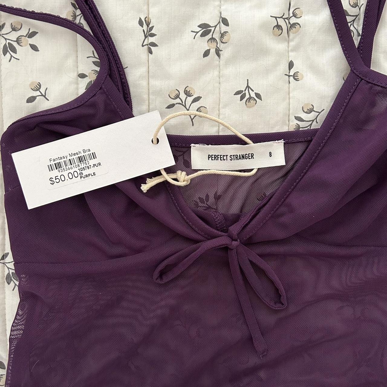 PERFECT STRANGER PURPLE MESH CROP TOP Size 8 Brand... - Depop