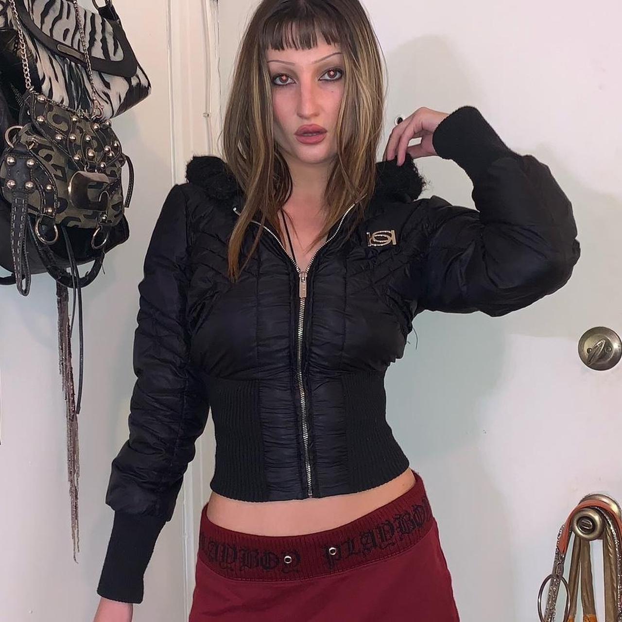 Vintage Bebe Puffer Jacket 🐜🖤 Silver Bebe logo... - Depop