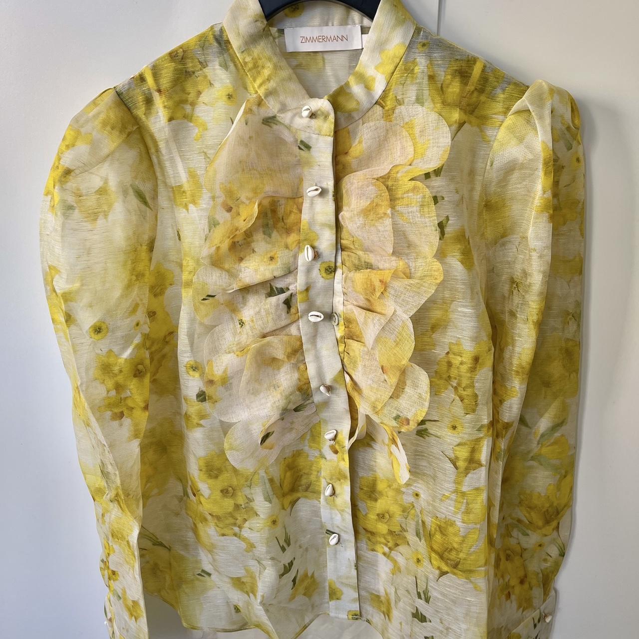 Zimmermann Women's Yellow Blouse | Depop