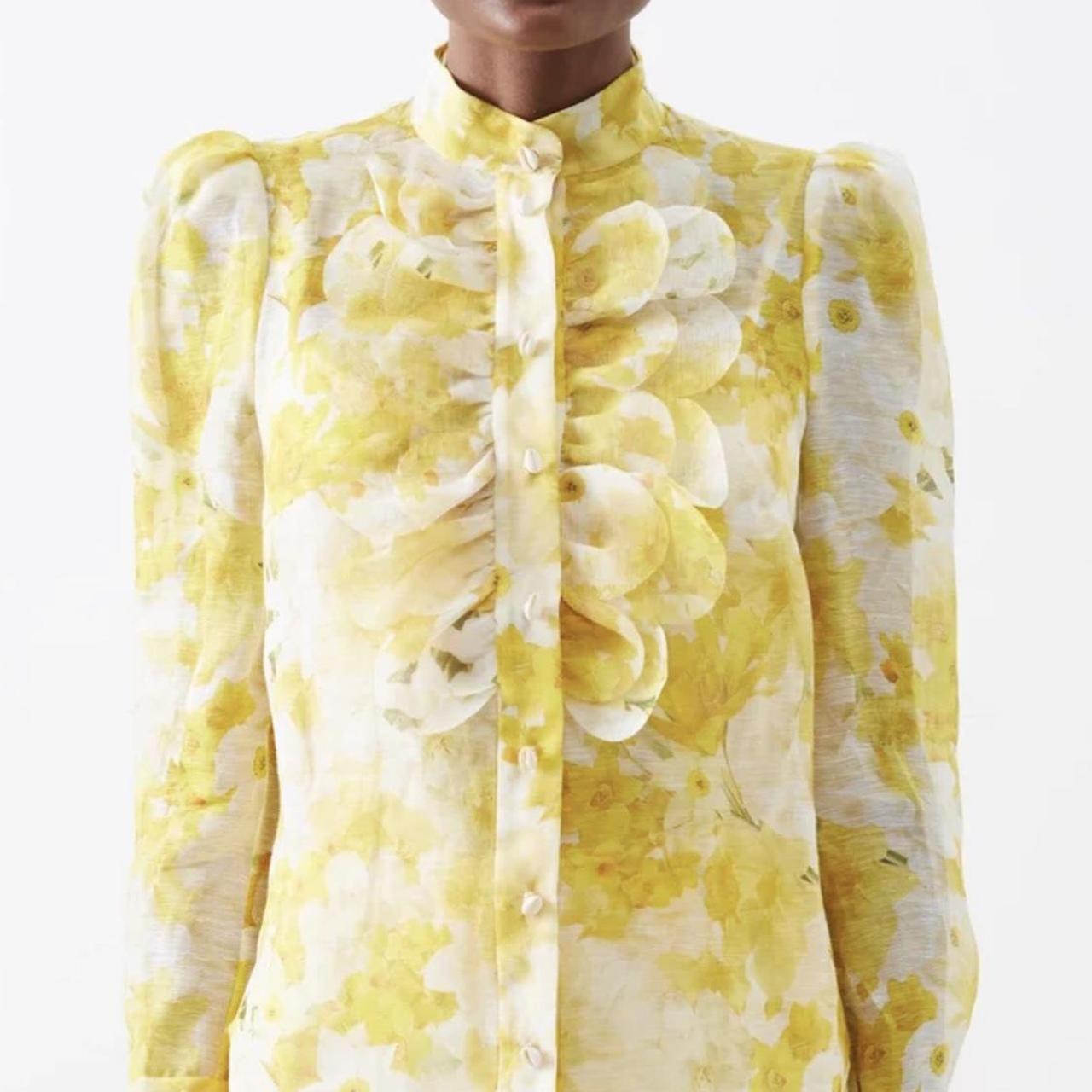 Zimmermann Women's Yellow Blouse | Depop