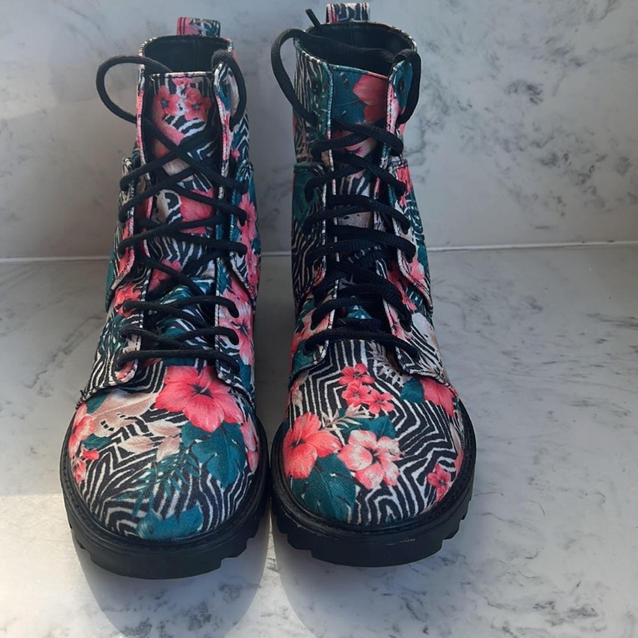 Volcom Shoes "Go Figure" Floral Print Combat Boots... - Depop