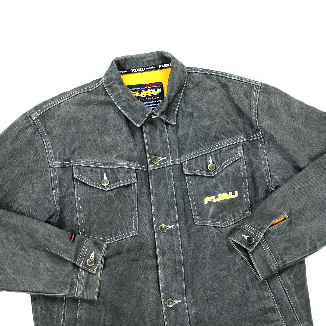 FUBU jacket Vintage 90s FUBU denim jacket. Bright... - Depop