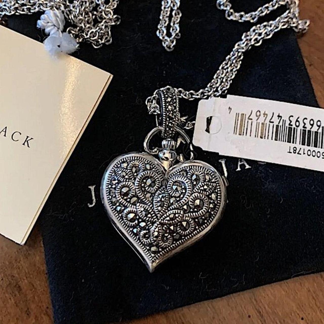 JUDITH JACK Sterling Silver Inlaid Marcasite Heart... | Depop