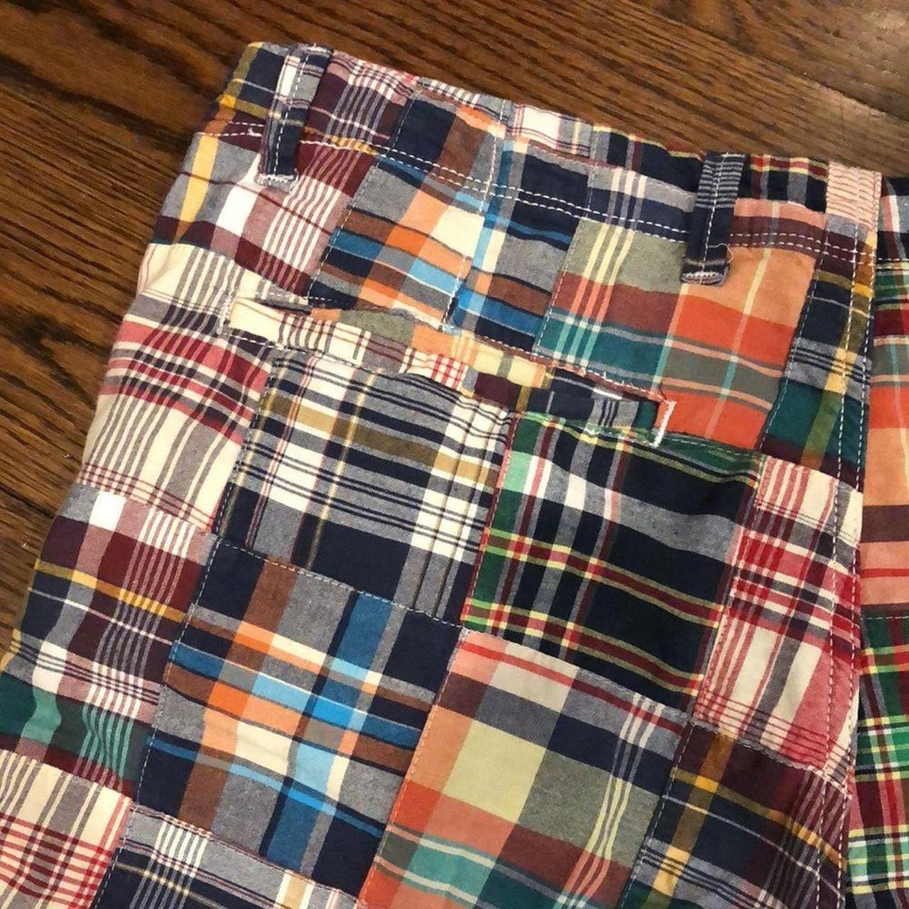 GAP Men’s Madras Patchwork Plaid Flat Front Shorts... - Depop