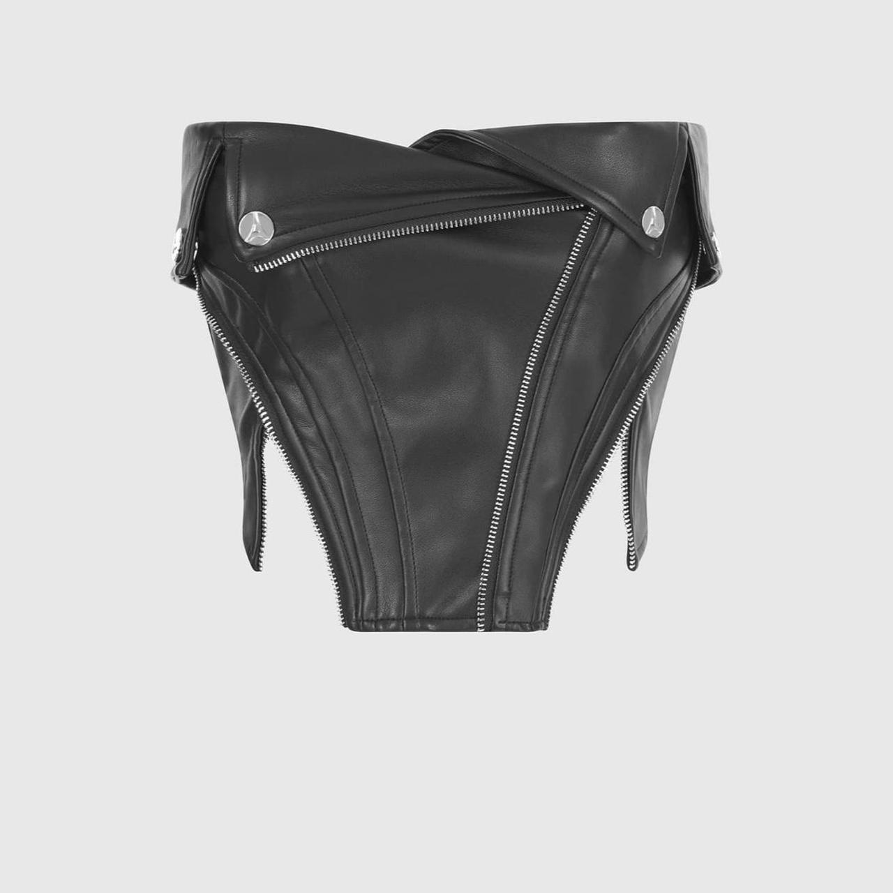 Black Biker Corset Vegan Leather Brand New Never Worn - Depop
