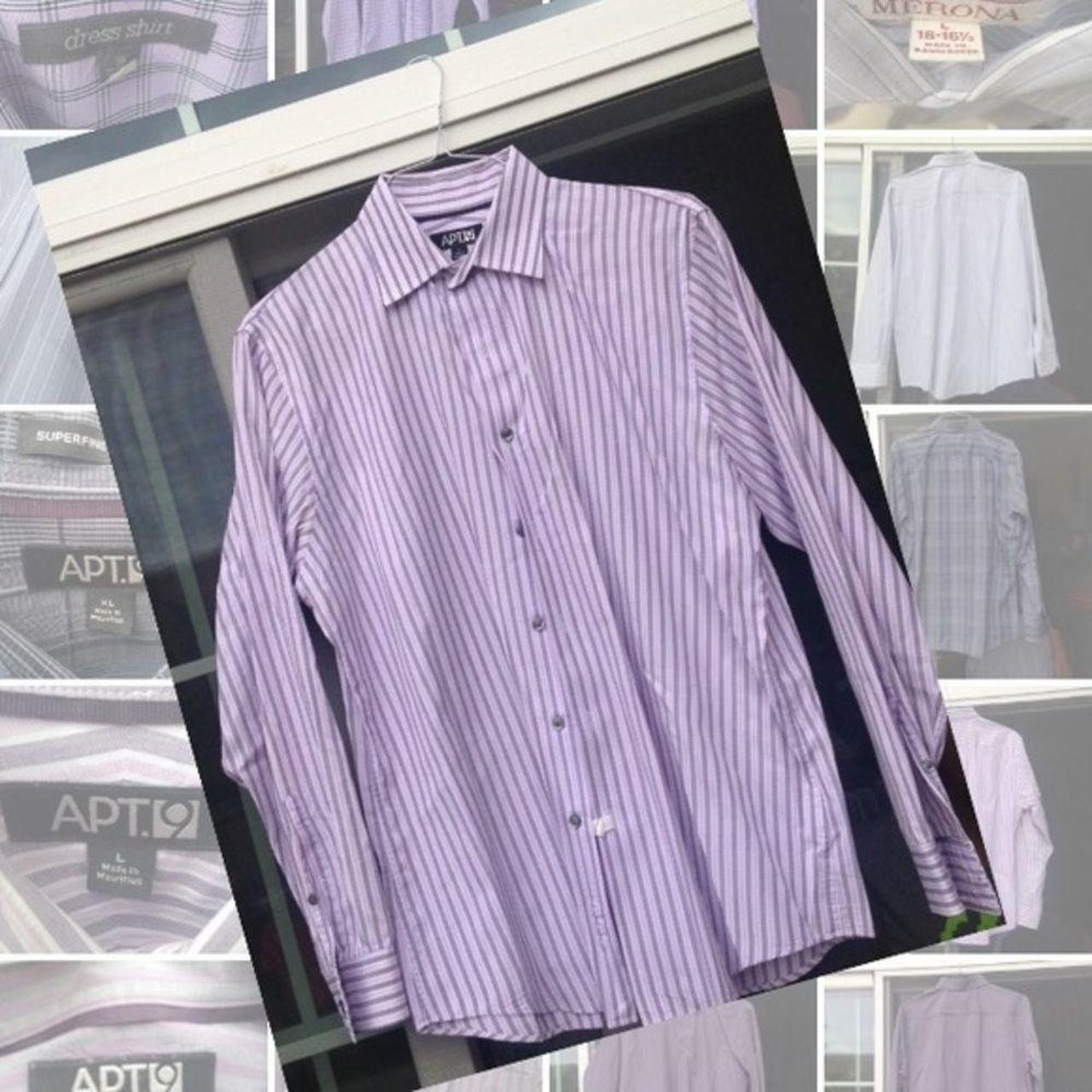 Apt 9 men's long sleeves dress shirt size L stripes... - Depop