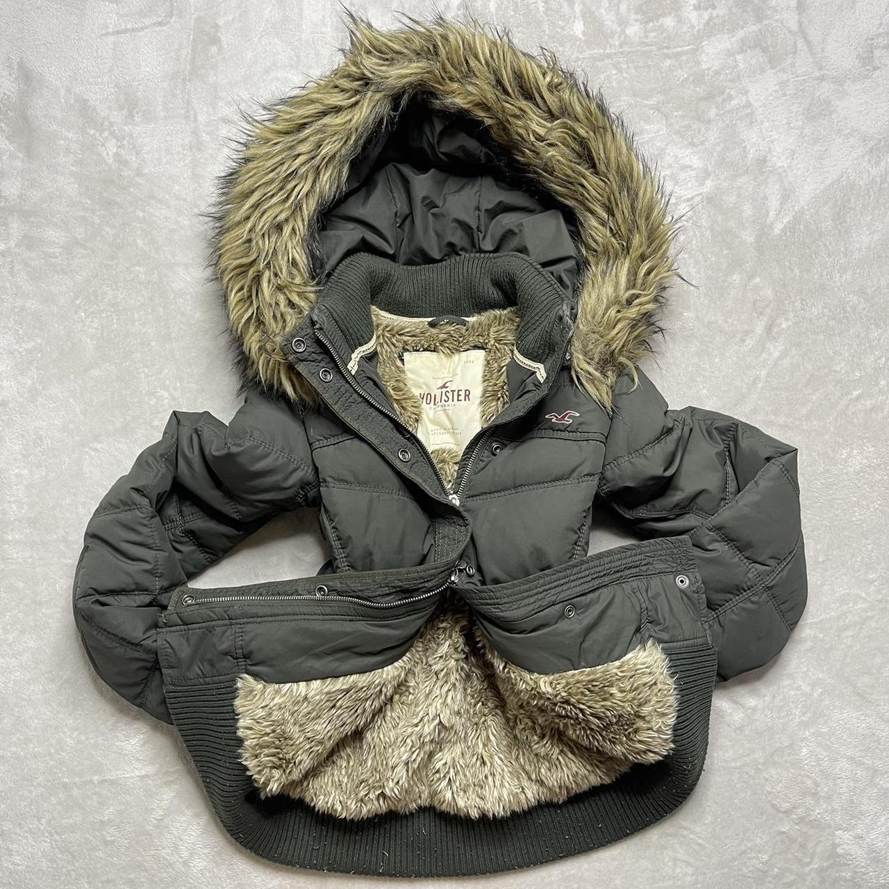 REPOP!!! Vintage 2000s fitted Hollister fur hooded... - Depop