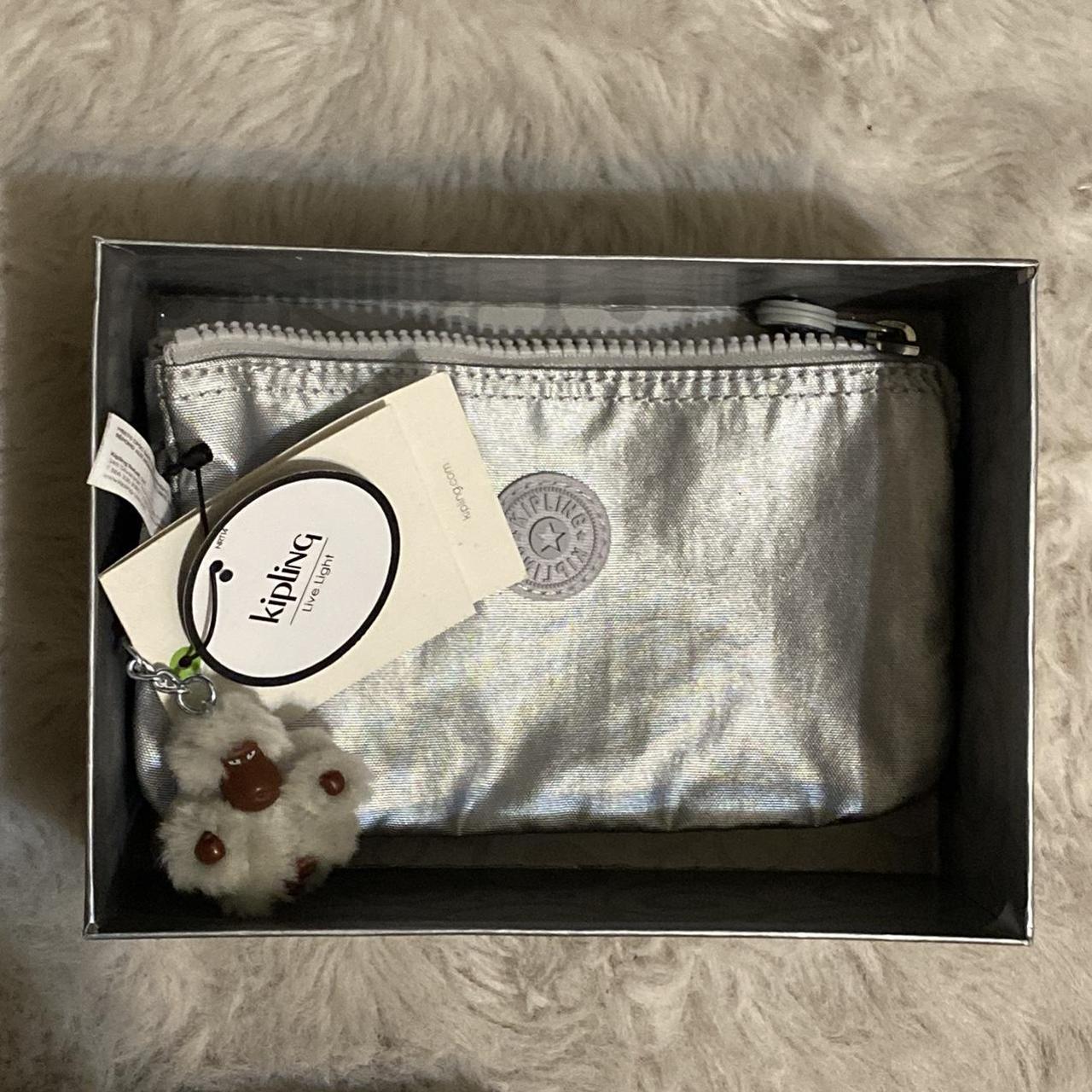 Silver Kipling little zip wallet bag with tags super... - Depop