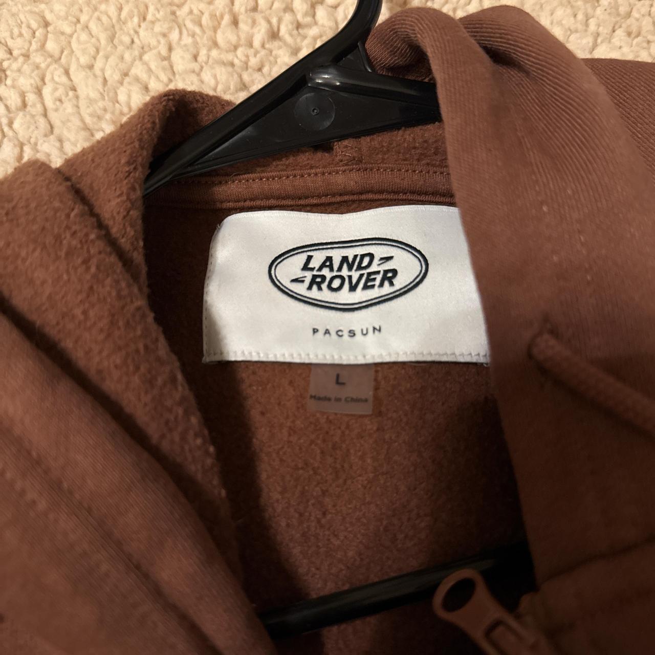 Pacsun Land Rover zip up hoodie Brown Size L | Depop