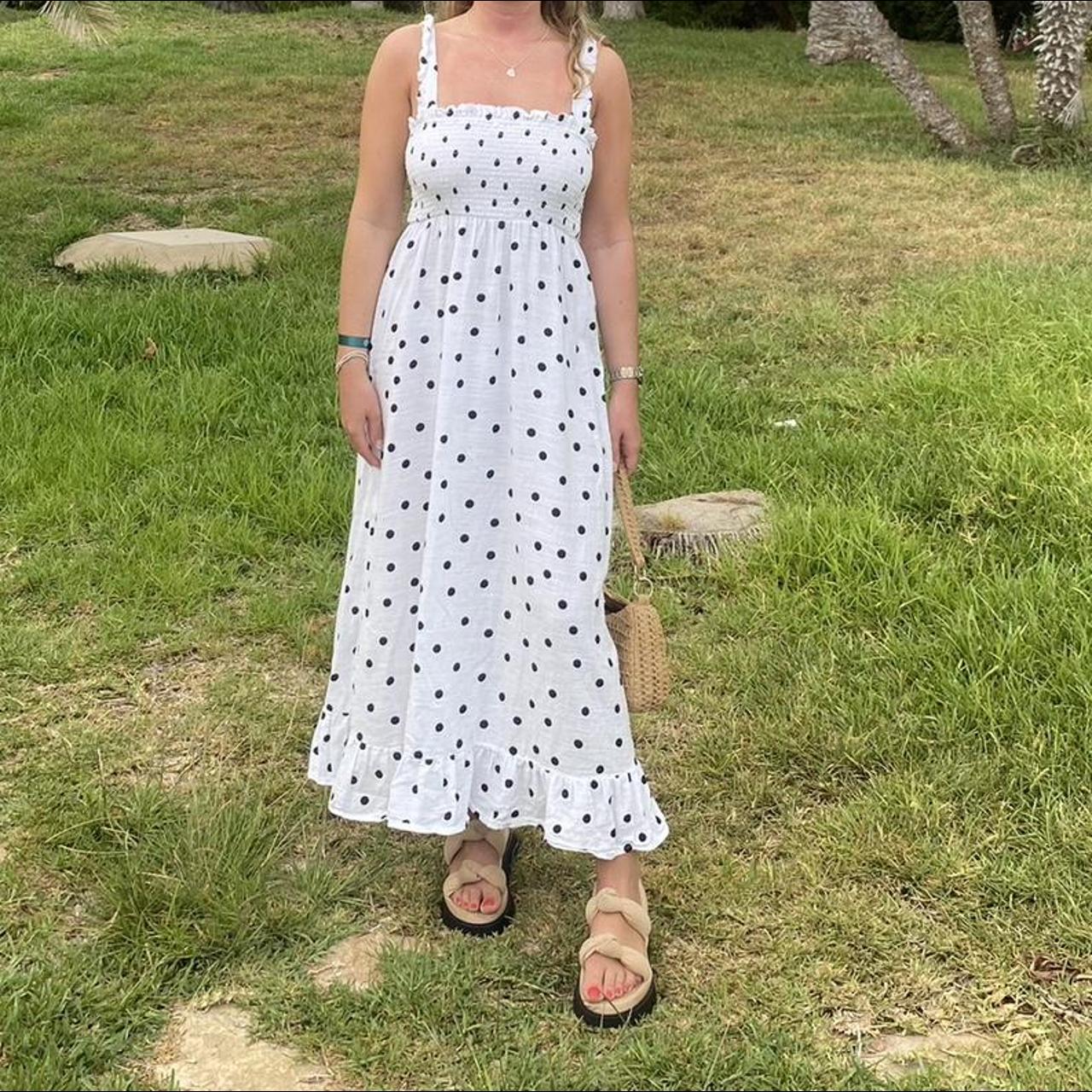 Primark polka dot maxi dress Only worn once Size... - Depop