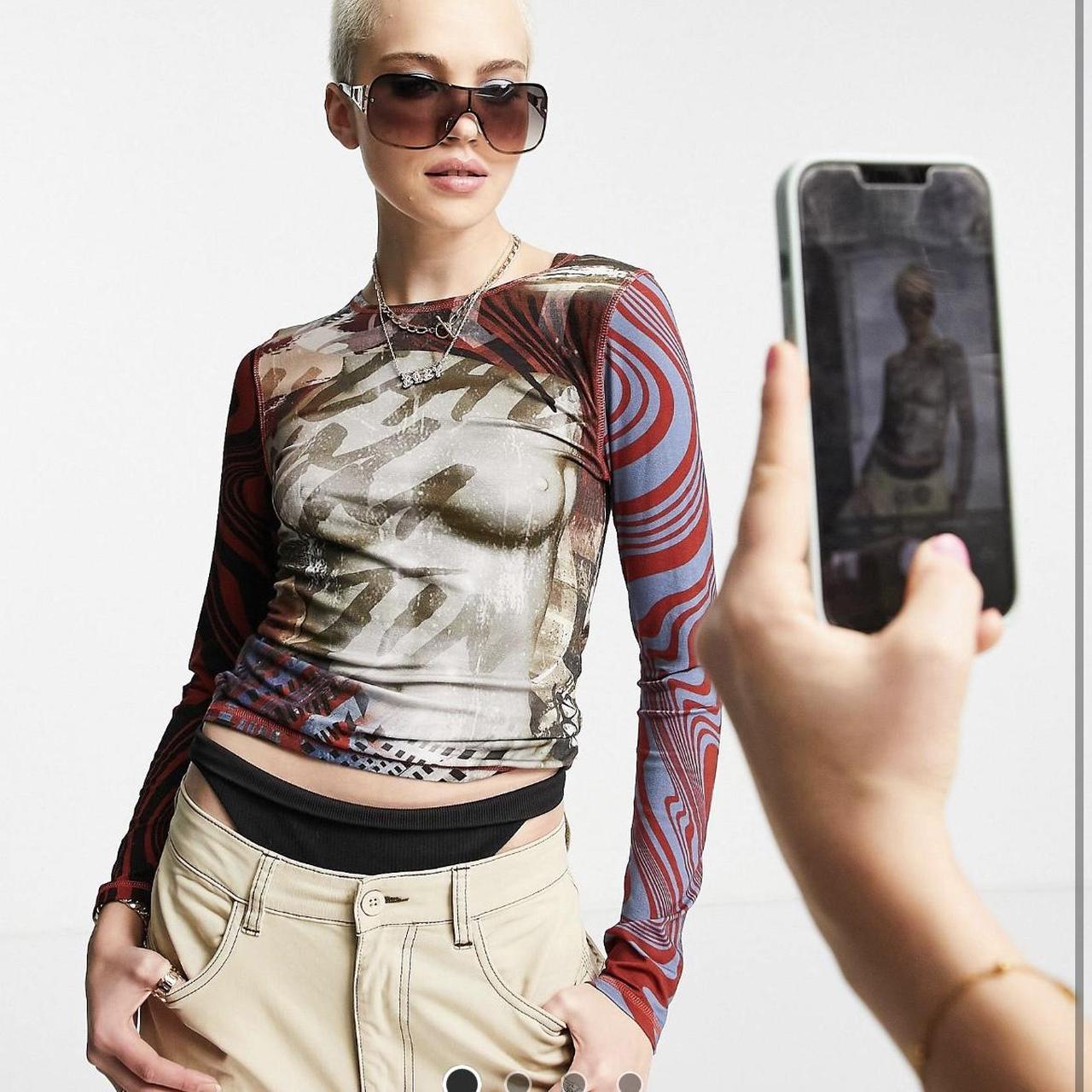 JADED LONDON long sleeve mix print body top Size USA... - Depop