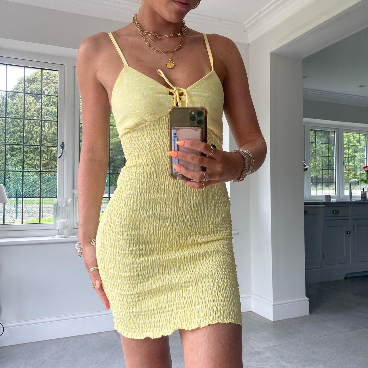 The cutest yellow ruched bodycon dress Perfect to... - Depop