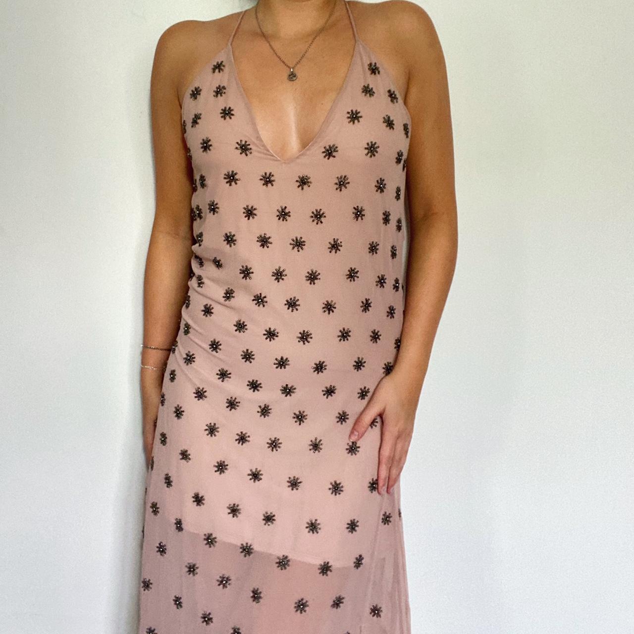 Maxi embellished deep v dress - by the brand Raga,... - Depop