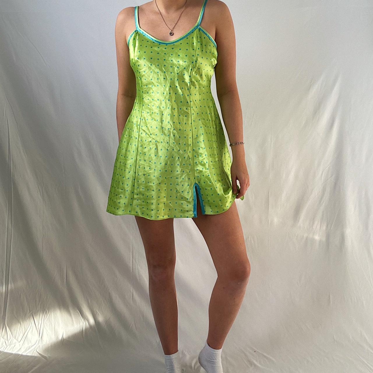 Mini lime green slip with slit - beautiful color,... - Depop