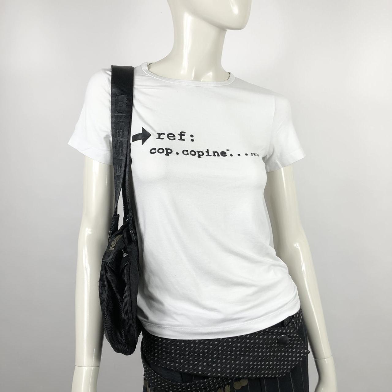 Cop Copine white print tshirt 2000s Cop Copine... - Depop