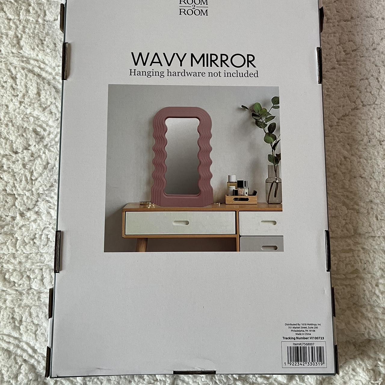 Wavy pink mirror, can be used on vanity or can also... - Depop