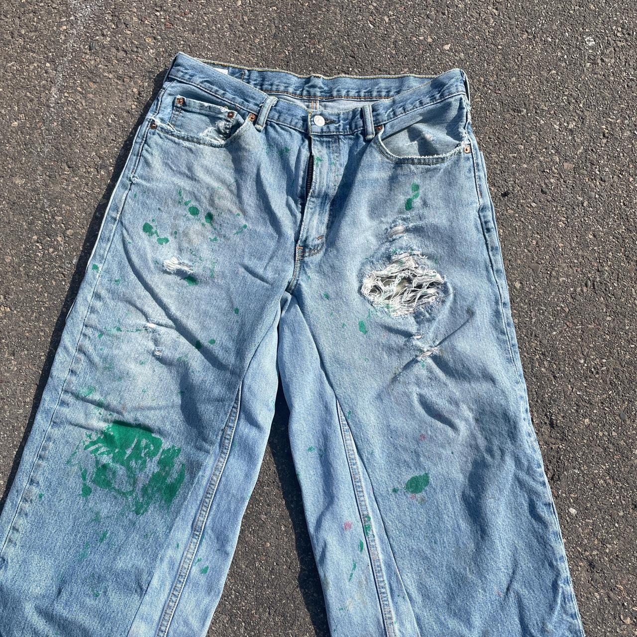 camo x denim jnk jeans repaired ppl, mens 36x30 ... - Depop