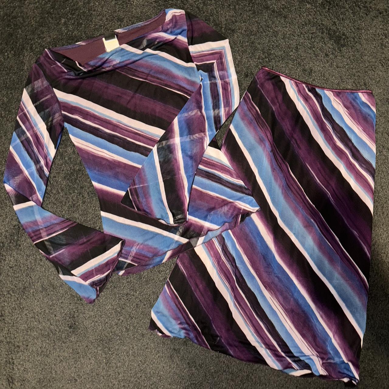 Y2K Wrapper Mesh Plum / Purple & Blue 2 Piece Set 💜... - Depop