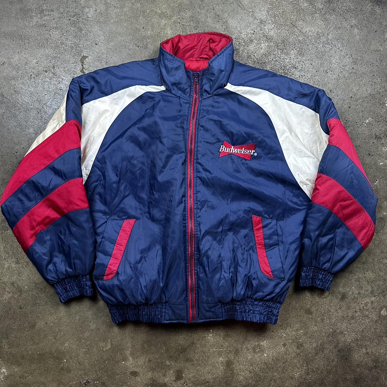 Vintage 90s Budweiser Pro Player beer puffer jacket... - Depop