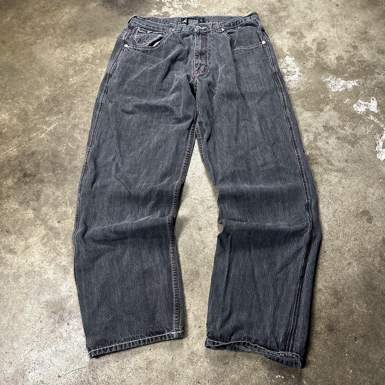 Vintage y2k faded black baggy knockout jeans - 34/34 - Depop