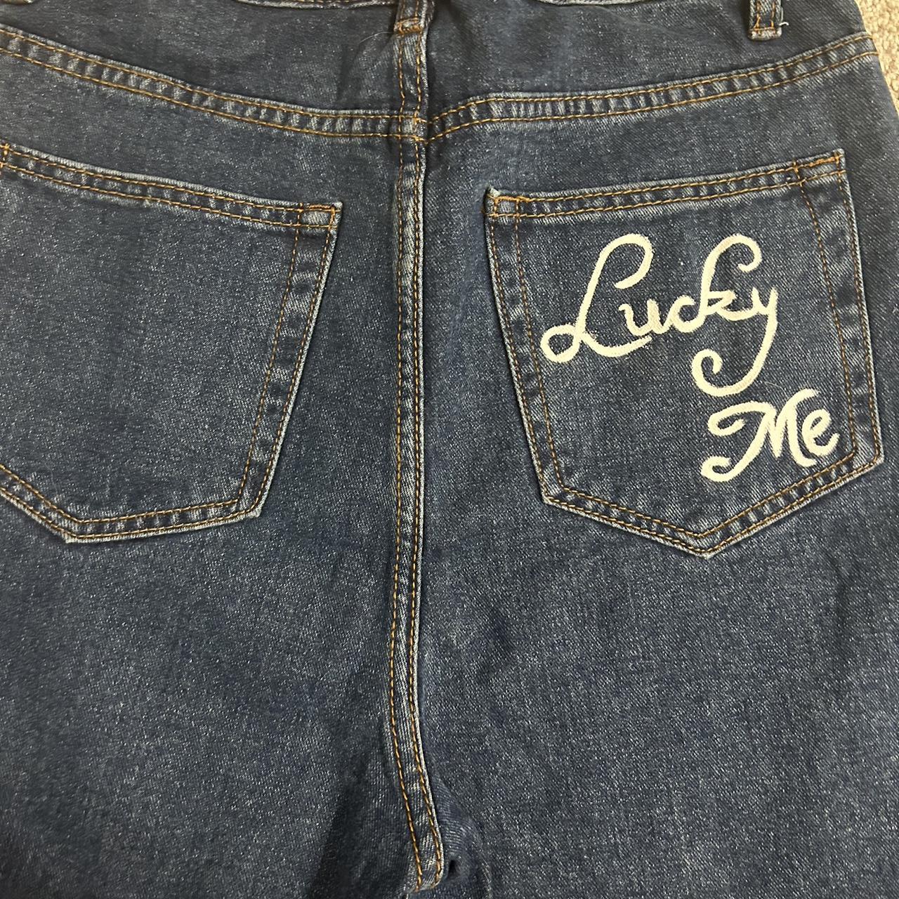 SHEIN jorts size 4/small hand painted lucky me - Depop