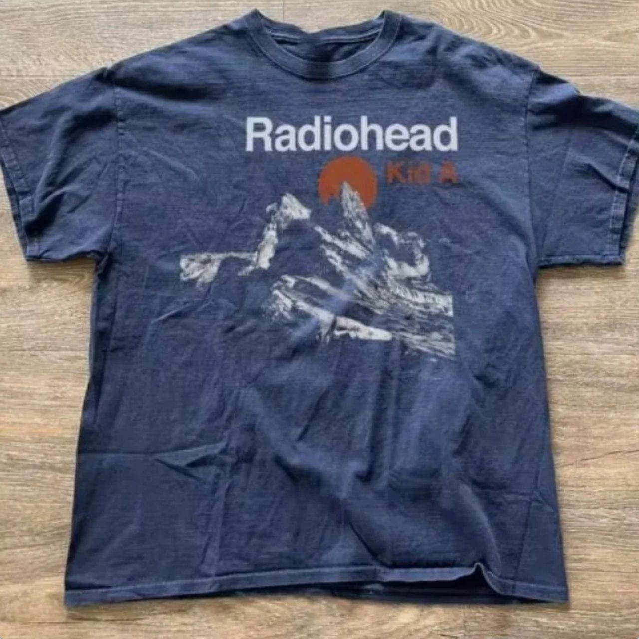 Radiohead Kid A Album Tour Rare Navy Blue T-Shirt -... | Depop
