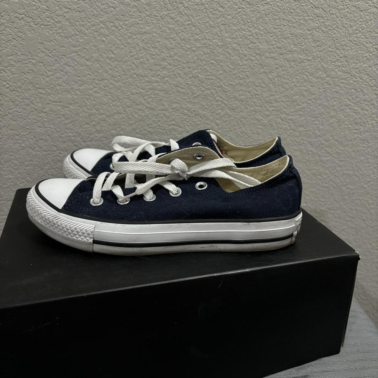 Navy dark blue low top converse all star shoes Used... - Depop