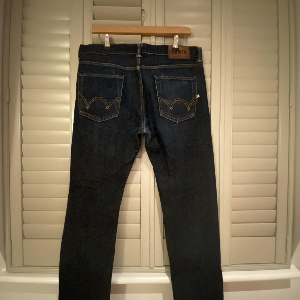 Dark Wash Denim - Edwin - straight leg jeans Size -... - Depop