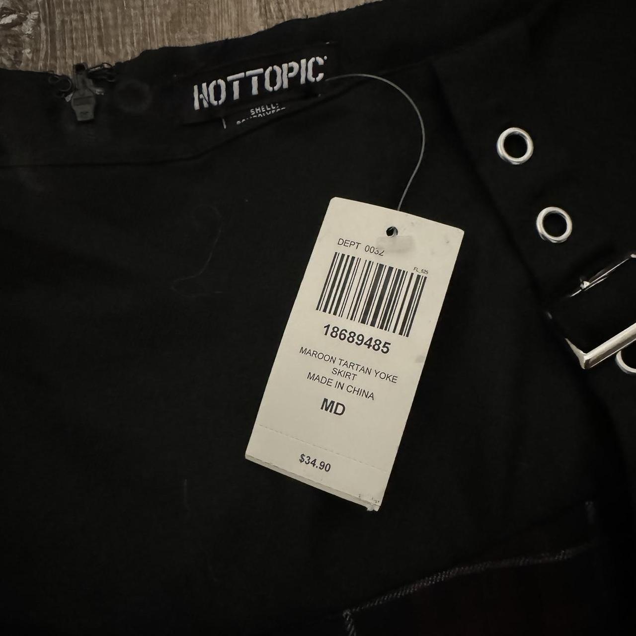 black and red plaid ruffle skirt hot topic size: m... - Depop