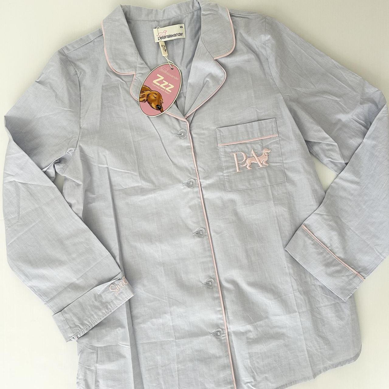Peter Alexander light blue/pink pyjama shirt Brand... - Depop