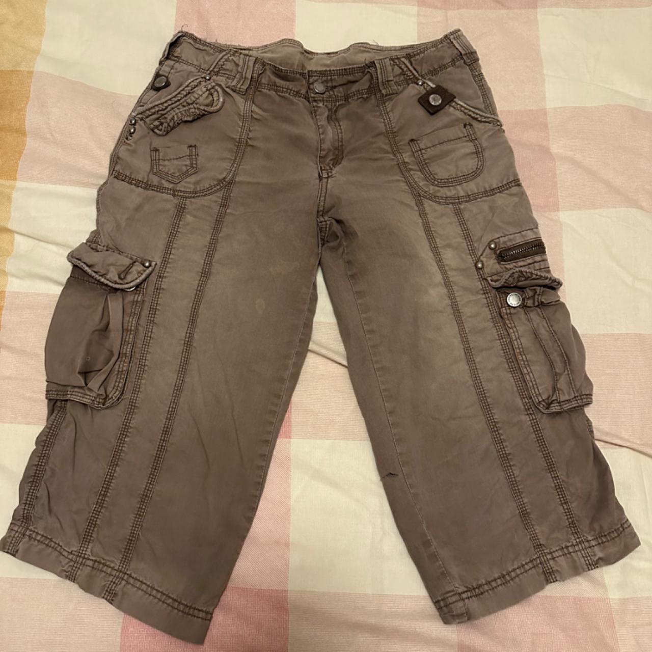 Brown y2k capri jorts Size S (8/10) - Depop