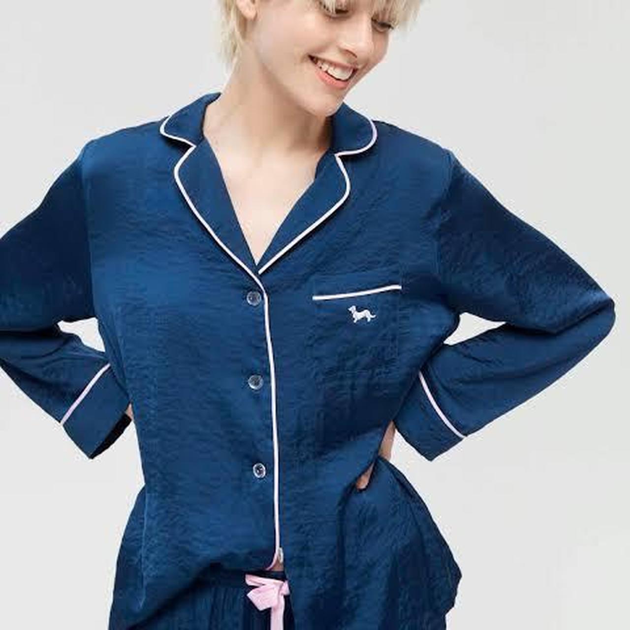 Navy satin peter alexander set Size 14 girls no... - Depop