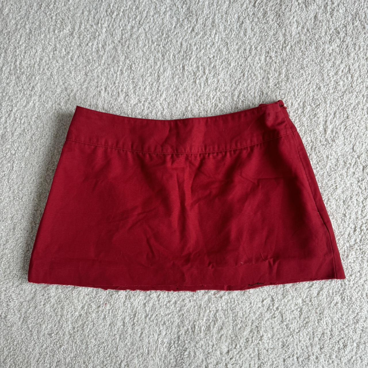 RED MICRO MINI SKIRT!! Cut the bottom of the skirt... - Depop
