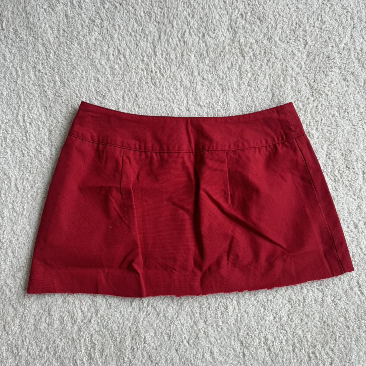 RED MICRO MINI SKIRT!! Cut the bottom of the skirt... - Depop