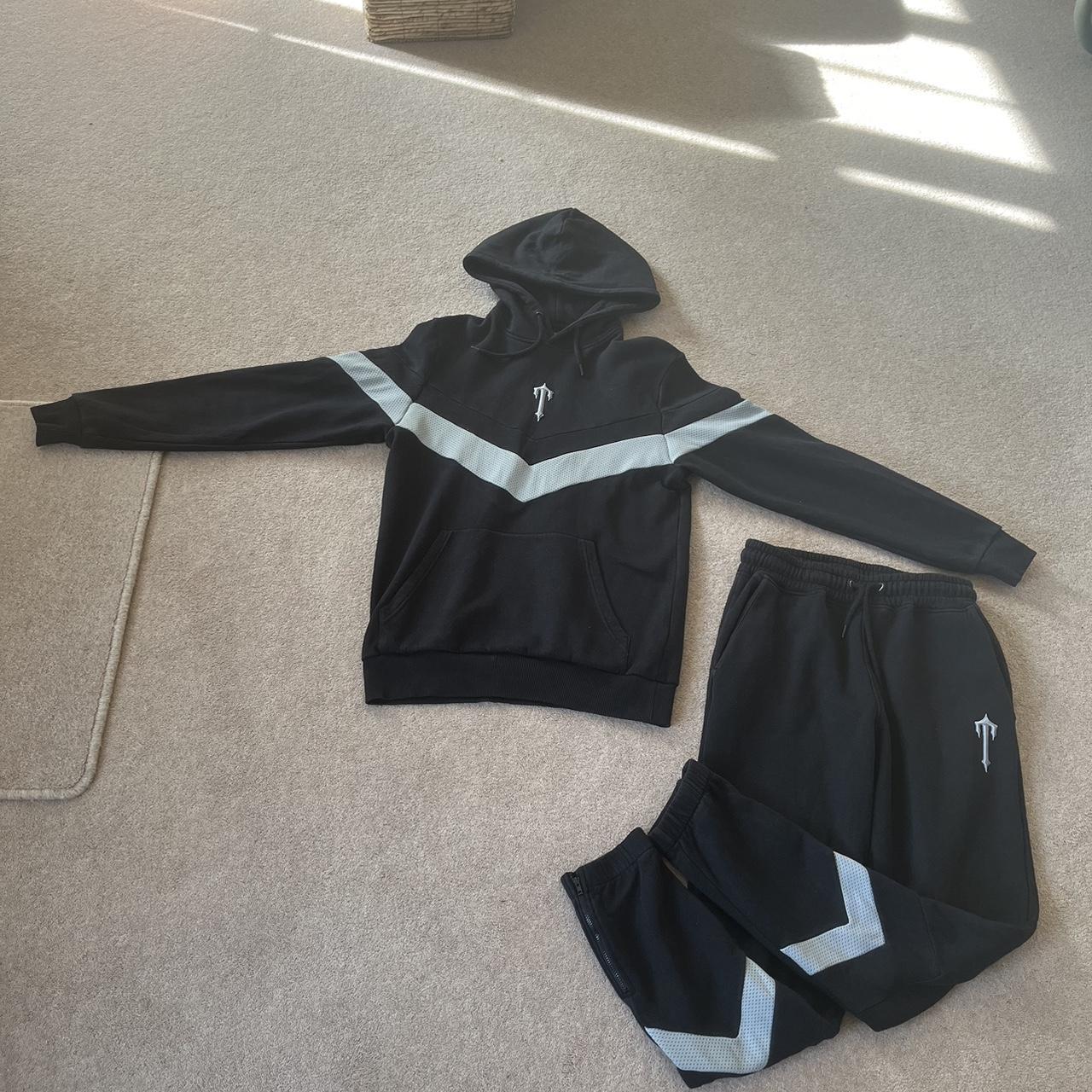 Trapstar v stripe tracksuit Black and grey Size... - Depop