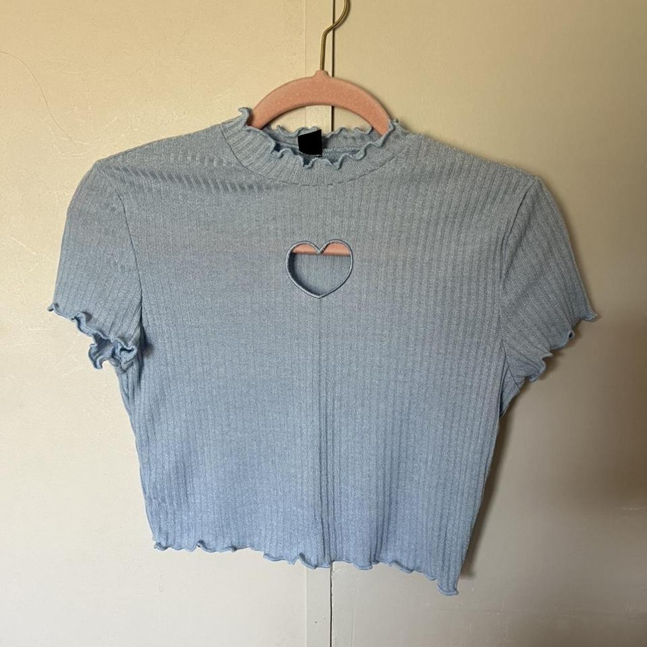 Baby Blue Heart Cut Out Top *No... - Depop