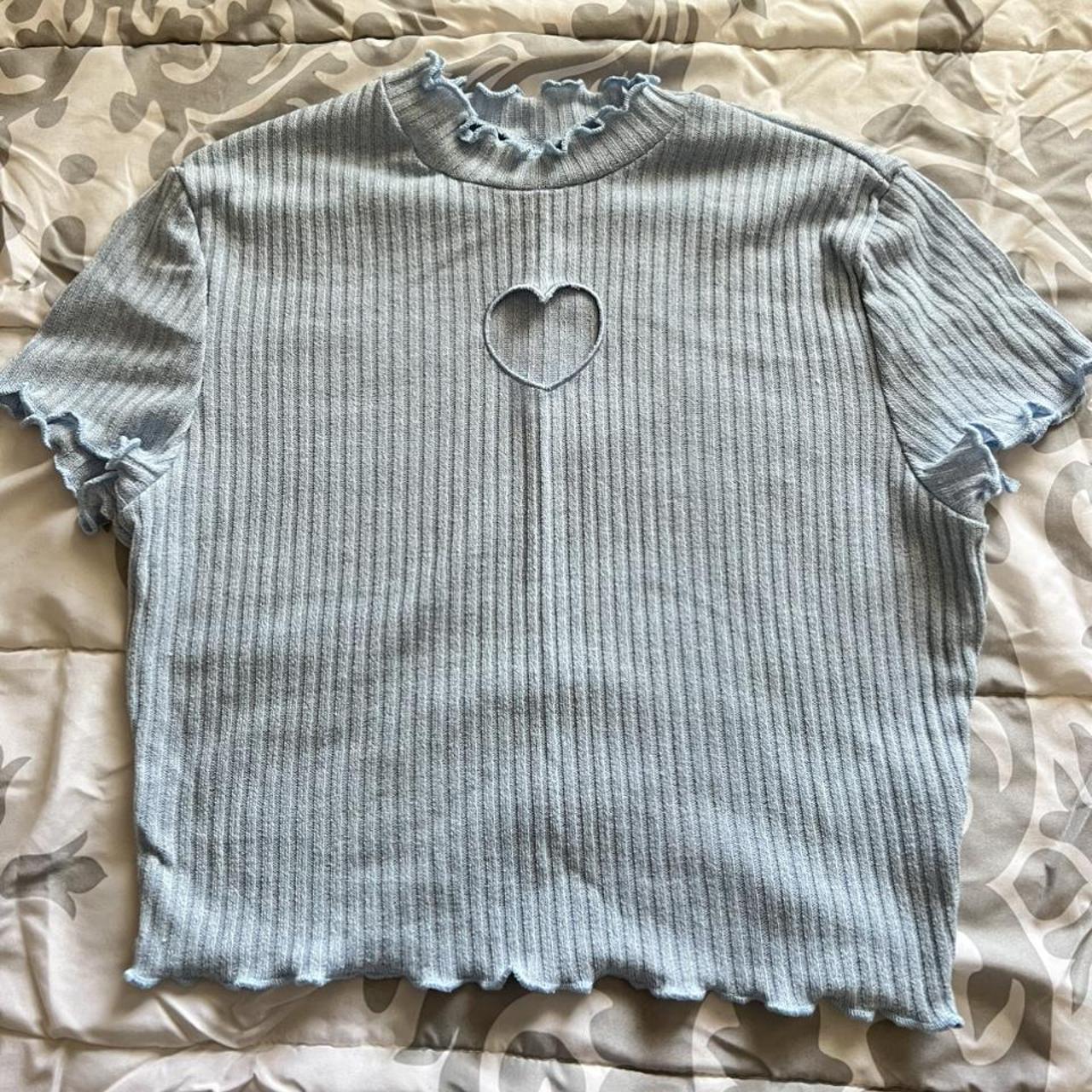 Baby Blue Heart Cut Out Top *No... - Depop