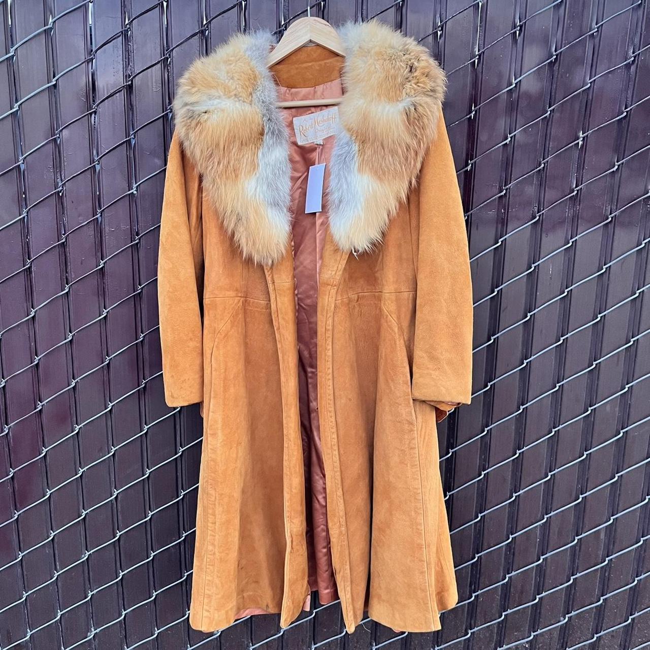 vintage 60s penny lane coat burnt orange brown suede... - Depop