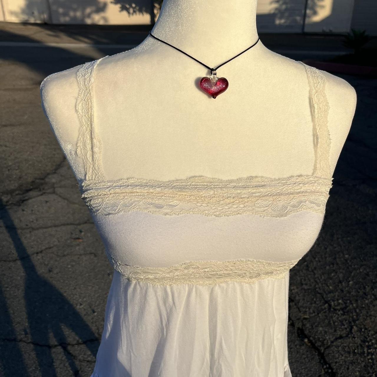 abercrombie & fitch babydoll top white & cream lace... - Depop