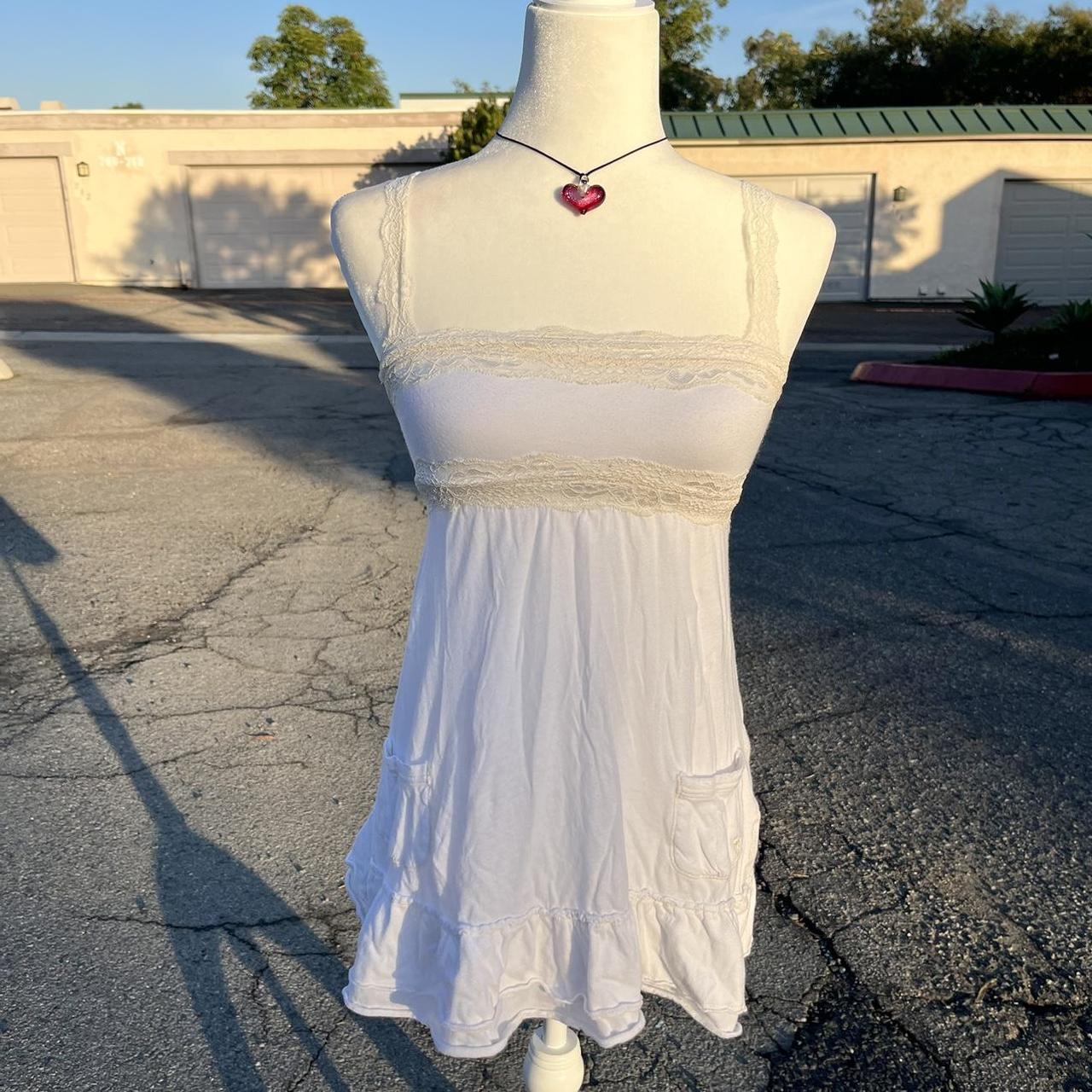 abercrombie & fitch babydoll top white & cream lace... - Depop