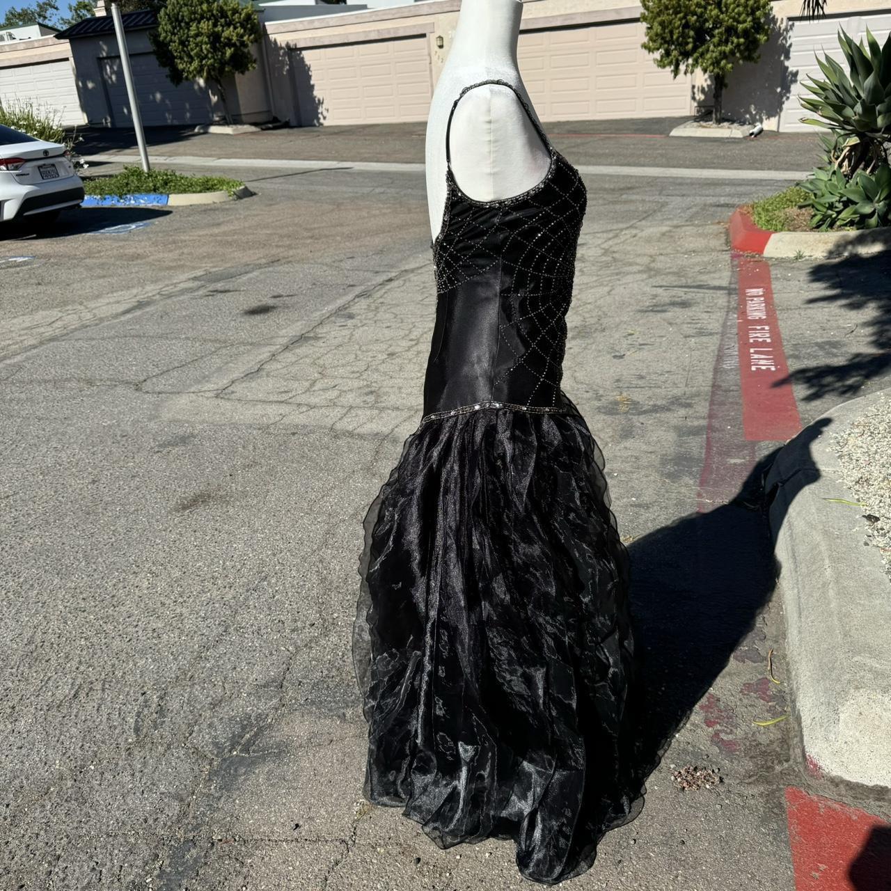 goth beaded prom dress spiderweb black low drop... - Depop